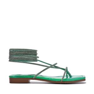 Shoes | Green Rhinestoned Lace Up Sandal | Poshmark